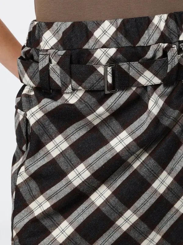 Brunello Cucinelli High-waisted A-line Check Wool-blend Mini Skirt