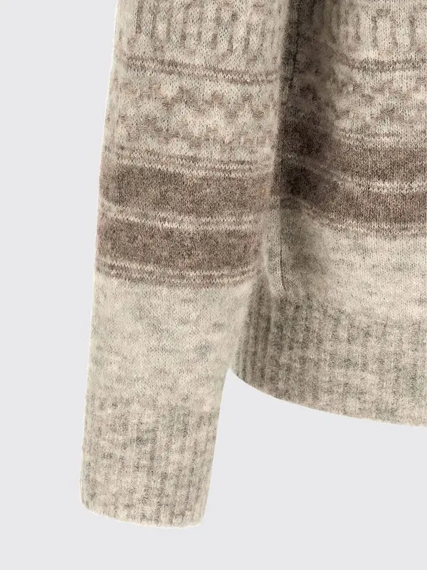 Brunello Cucinelli Striped Turtleneck Zip-up Cardigan - Beige