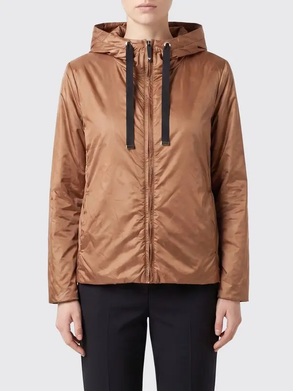 Max Mara Hooded Short Windbreaker In Technical Fabric - Brown