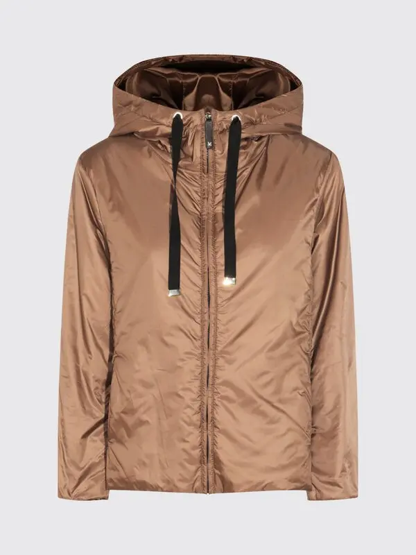 Max Mara Hooded Short Windbreaker In Technical Fabric - Brown
