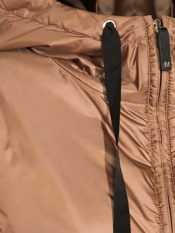 Max Mara Hooded Short Windbreaker In Technical Fabric - Brown