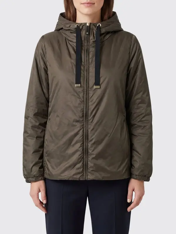 Max Mara Hooded Technical Fabric Short Windbreaker - Kaki