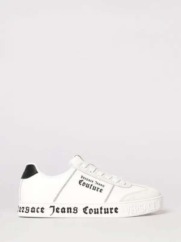Versace Leather Sneakers With Logo - White