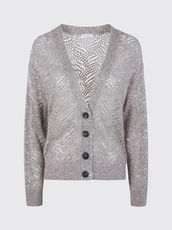 Brunello Cucinelli Sequin-embellished Open-knit Cardigan
