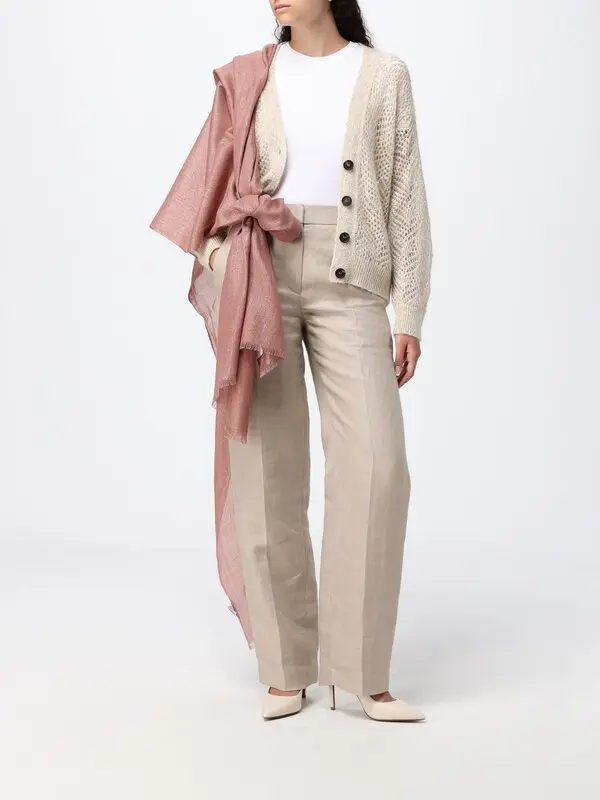 Brunello Cucinelli Open-knit Wool-blend Cardigan With Sequins And V-neck