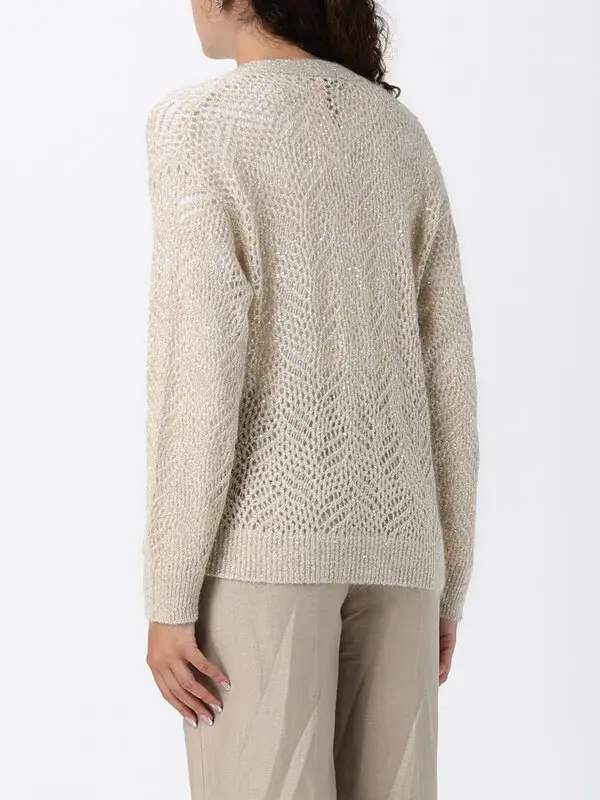 Brunello Cucinelli Open-knit Wool-blend Cardigan With Sequins And V-neck