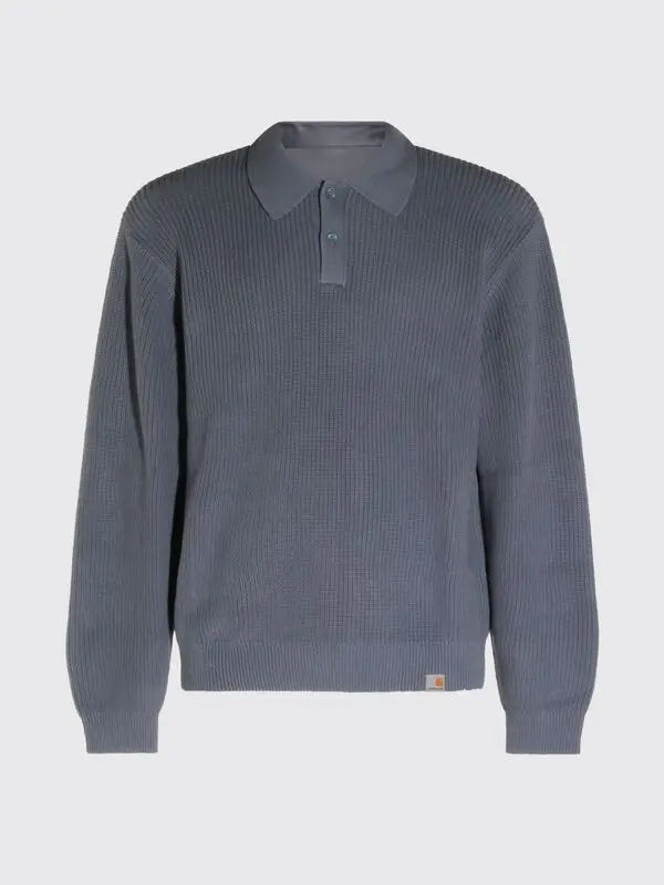 Carhartt Work In Progress Long-sleeved Cotton Knit Polo With Ribbed Collar