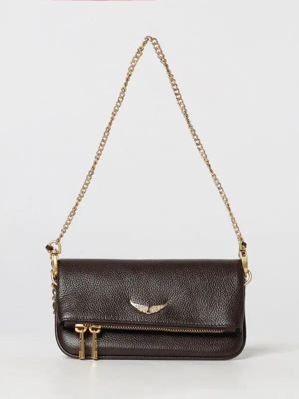 Zadig&Voltaire Rock Nano Grained Calfskin Leather Crossbody Bag - Brown