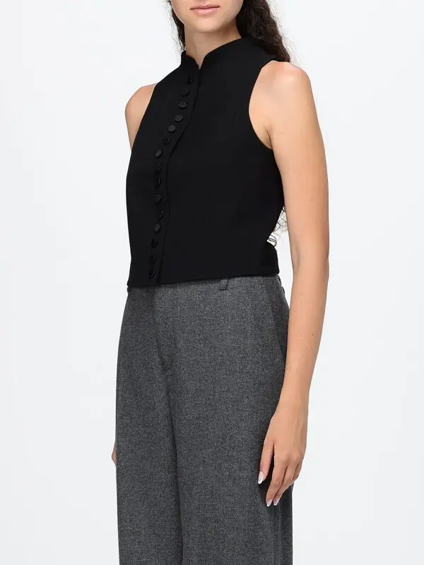 TOM FORD Slim Fit Wool Top With Mandarin Collar And Off-the-shoulder Design