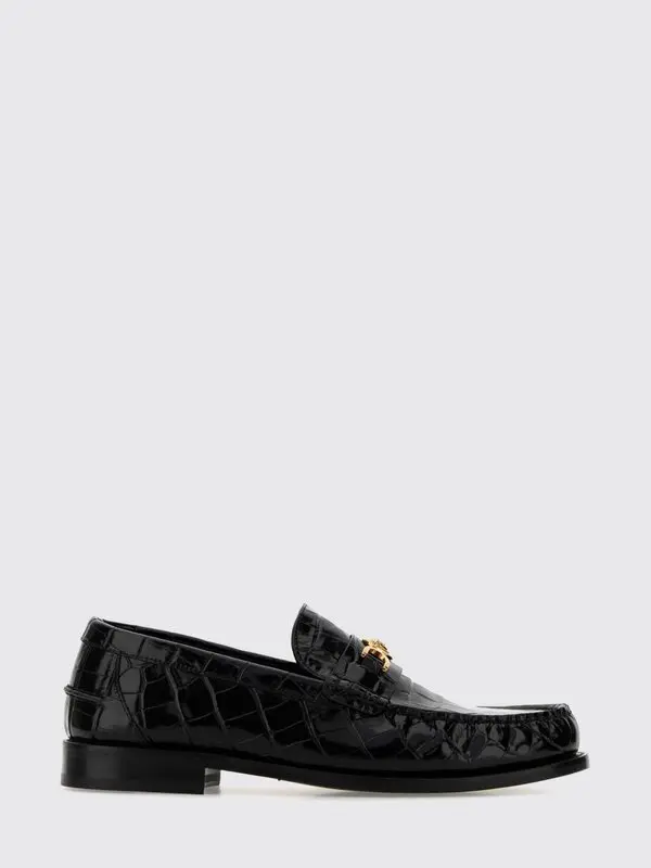 Versace Croc Effect Loafers With Gold Tone Detailing
