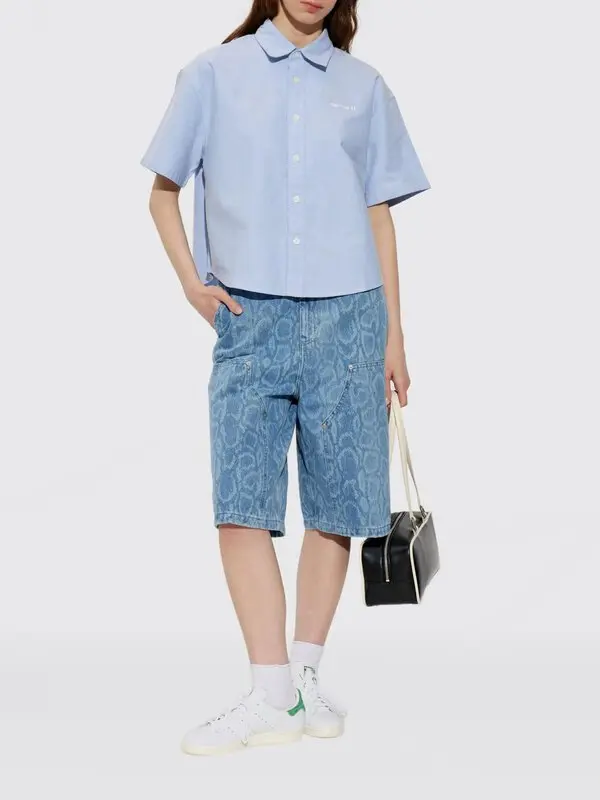 Carhartt Work In Progress Python Print Double Knee Bermuda Shorts - Blue
