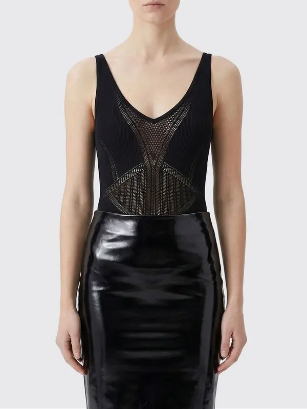 Elisabetta Franchi Perforated Knit Bodysuit Top