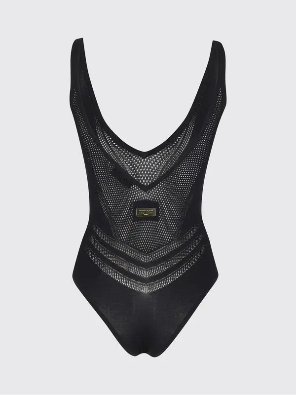 Elisabetta Franchi Perforated Knit Bodysuit Top