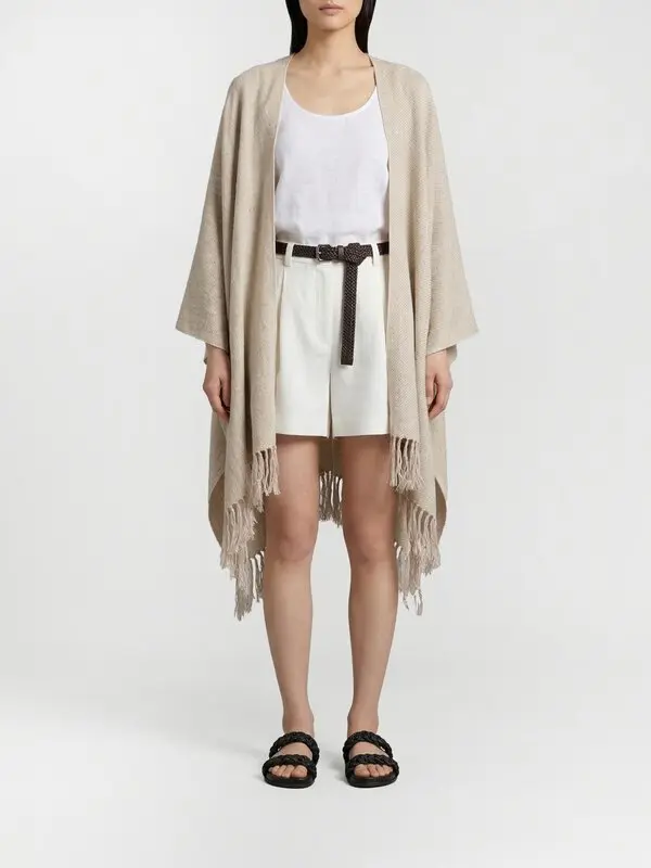 Brunello Cucinelli Linen And Viscose Cape - Beige