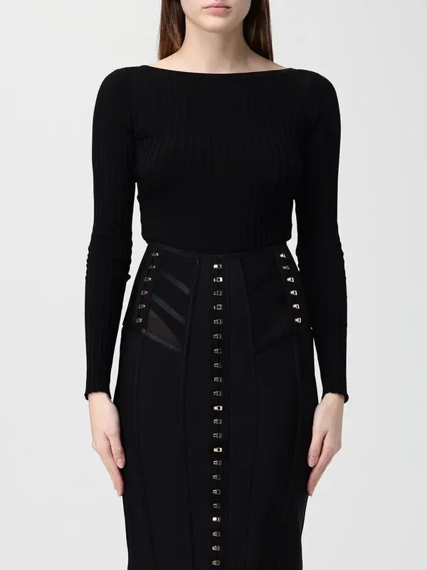 Elisabetta Franchi Transparent Viscose Knit Bodysuit