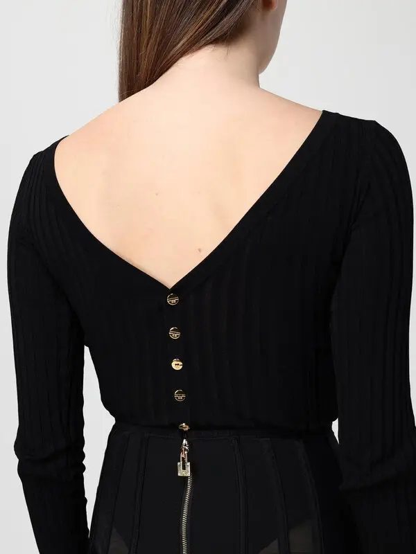 Elisabetta Franchi Transparent Viscose Knit Bodysuit