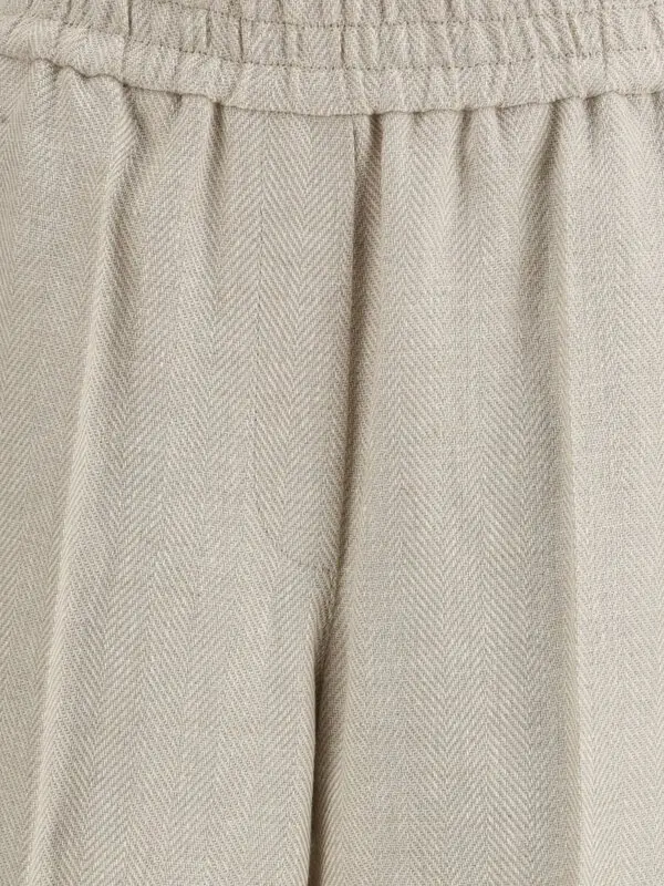 Brunello Cucinelli Herringbone Wide-leg Trousers