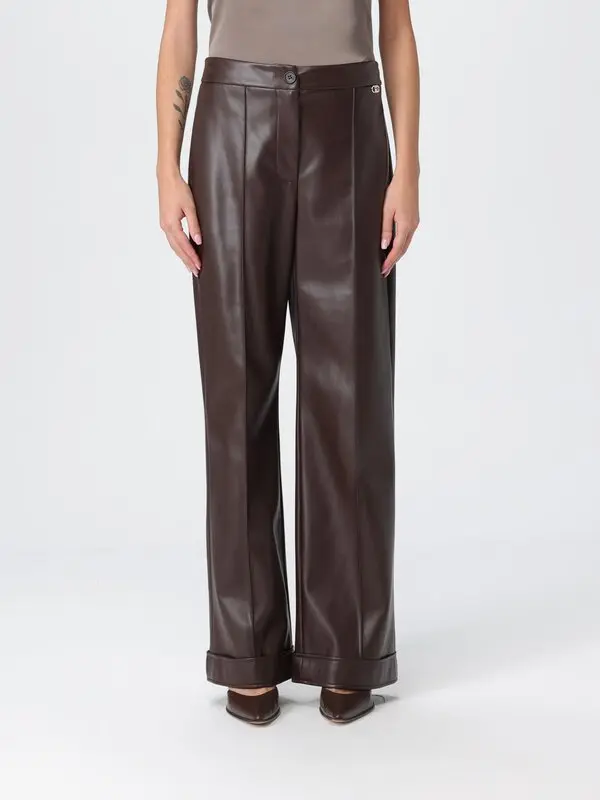Liu Jo Faux Leather Wide Leg Trousers - Brown