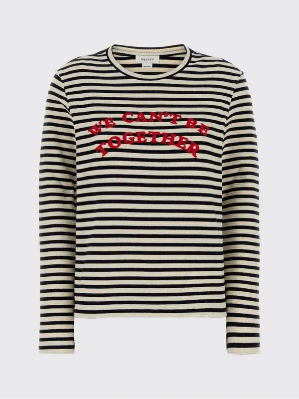 Alexander McQueen Striped Cotton T-shirts With Logo