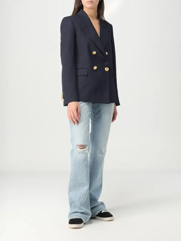 Palm Angels Double Breasted Blazer With Embroidered Palm Trees
