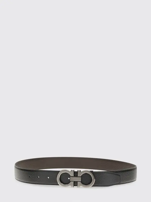 FERRAGAMO Gancini Grained Calfskin Leather Belt