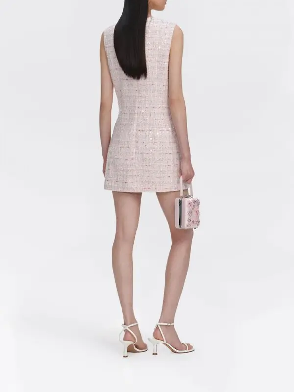 SELF-PORTRAIT Bouclé Mini Dress With Sequin Appliqués And Bow Detail