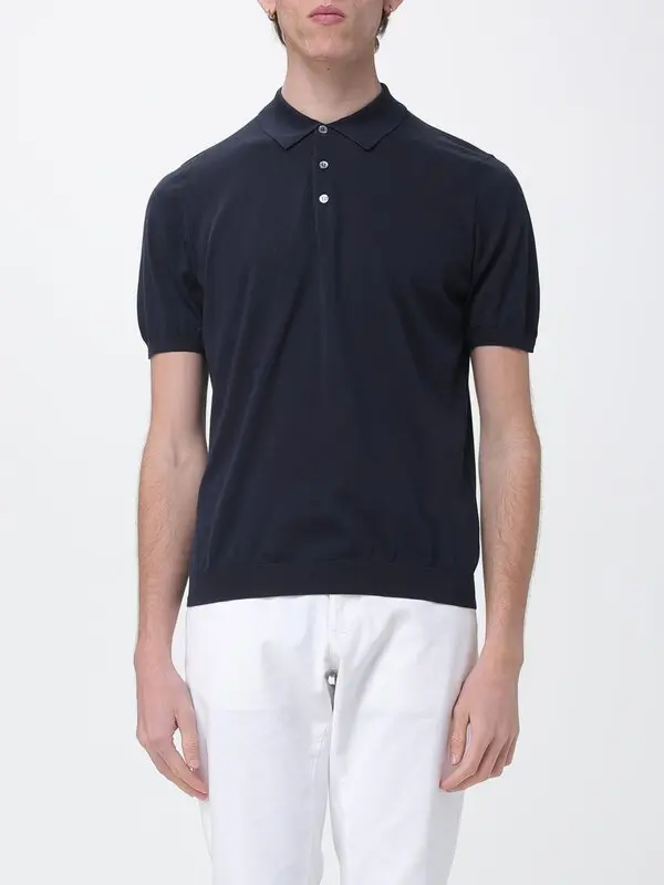 DRUMOHR Cotton Knit Polo Shirt - Blue