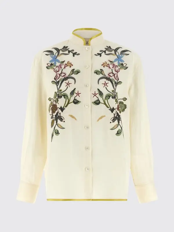 Valentino Garavani Linen Shirt With Floral Print - Beige