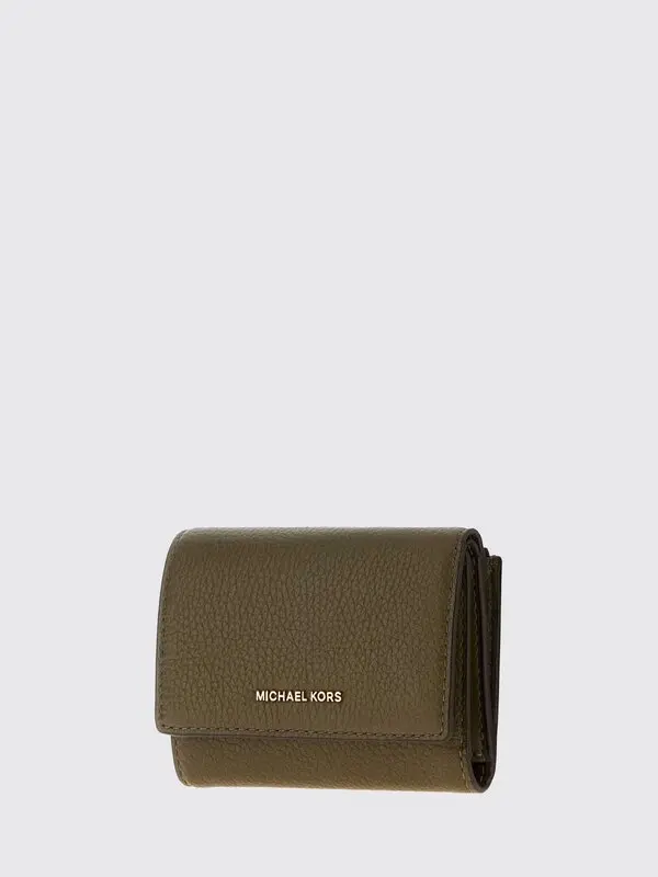 Michael Kors Bryant Tri-fold Wallet With Metal Logo And Button - Green