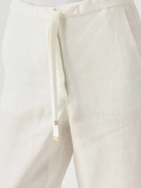 Max Mara Linen Wide-leg Trousers - White