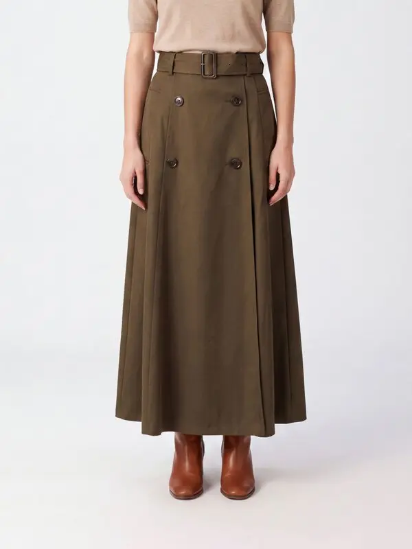 Burberry Cotton Midi Skirt - Nude