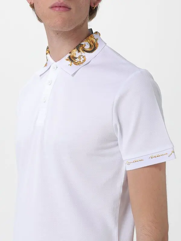 Versace Cotton Polo Shirt With Baroque Print Collar