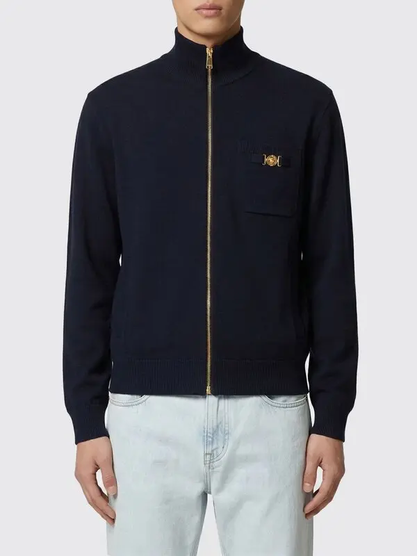 Versace Cotton And Cashmere Cardigan With Logo