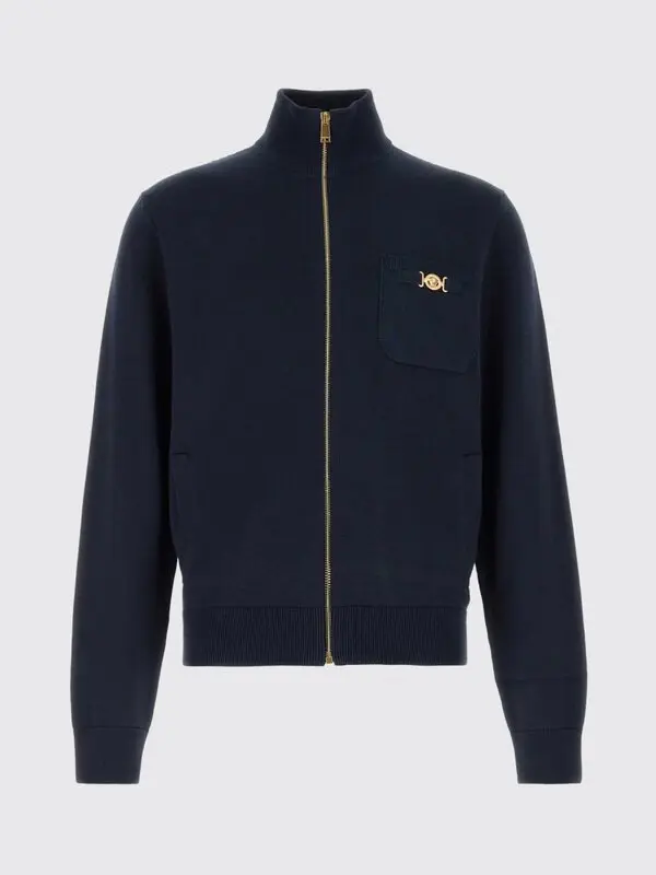 Versace Cotton And Cashmere Cardigan With Logo