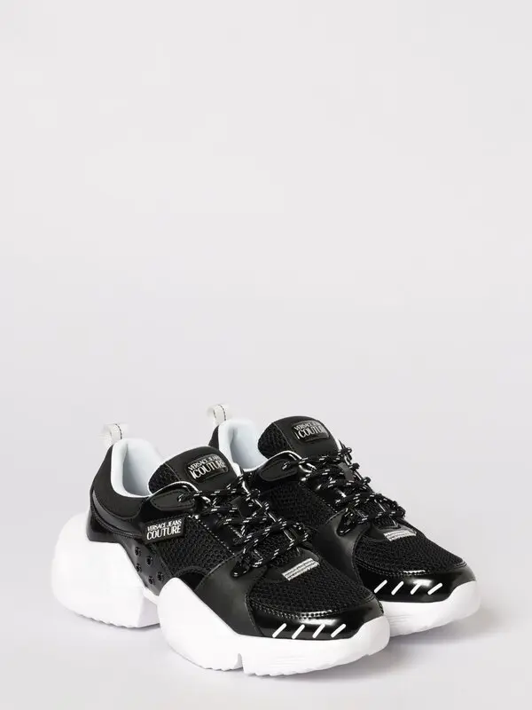 Versace Leather And Mesh Lace-up Sneakers