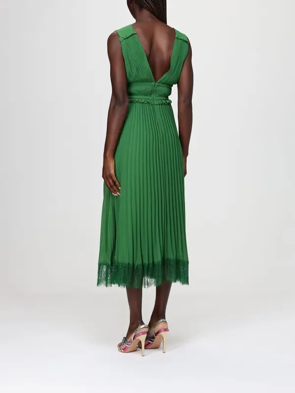 SELF-PORTRAIT Pleated Crêpe Midi Dress