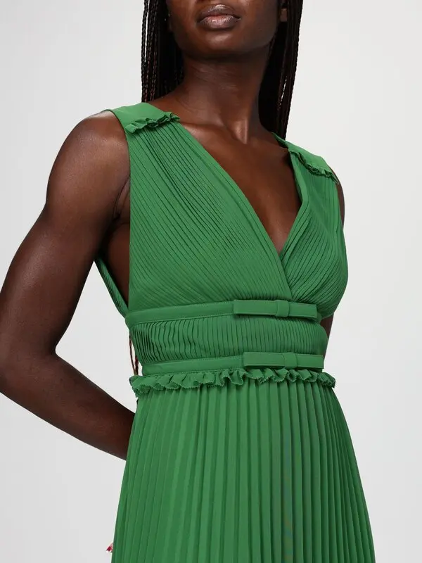 SELF-PORTRAIT Pleated Crêpe Midi Dress