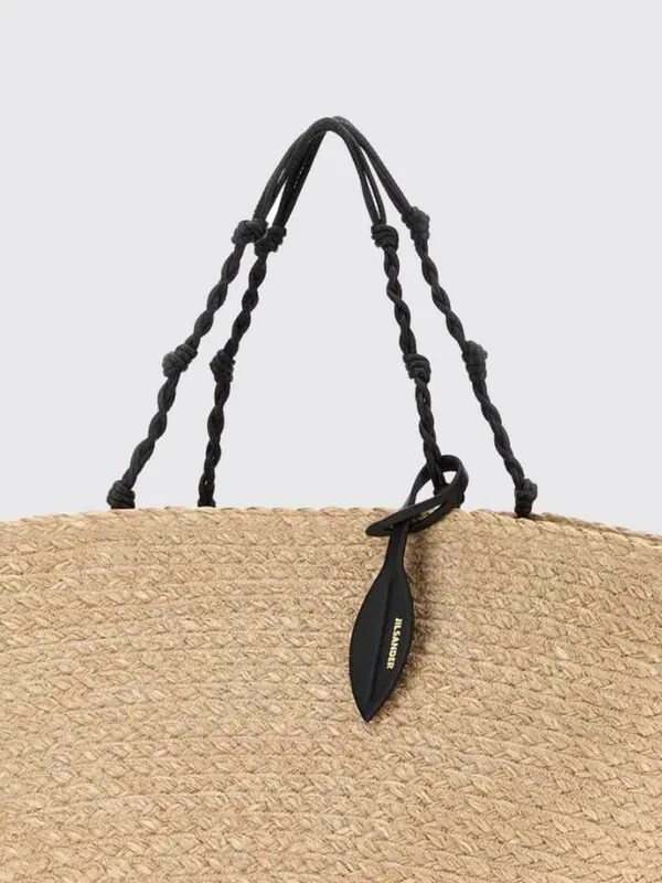 JIL SANDER Large Raffia Tote Bag With Braided Handle - Beige