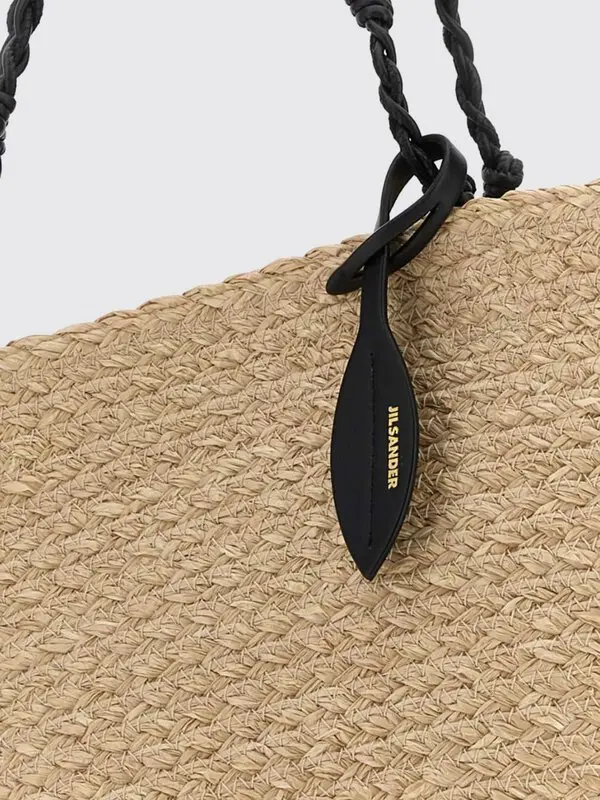 JIL SANDER Large Raffia Tote Bag With Braided Handle - Beige