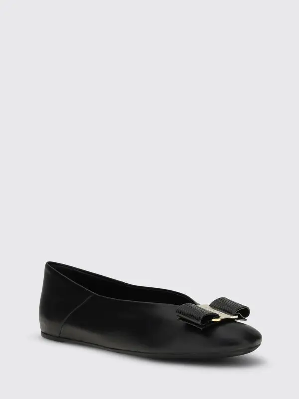 FERRAGAMO Vara Leather Ballerina Flats