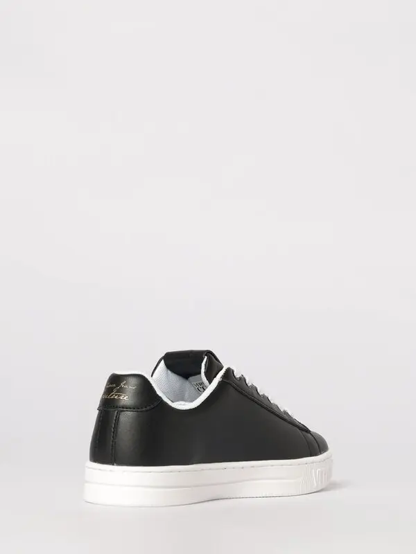 Versace Leather Sneakers With Logo Detailing - Black