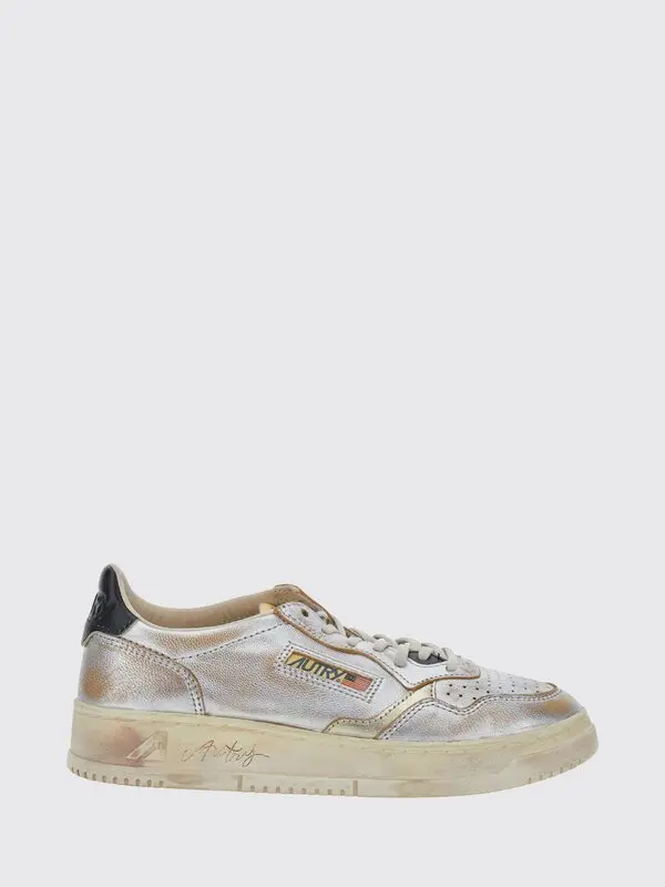 AUTRY Medalist Low Super Vintage Bi-leather Sneakers With Worn Effect - Silver