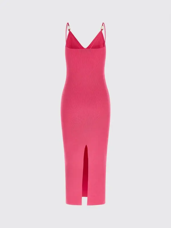 Versace Ribbed Midi Dress With Strap Detail - Fuchsia