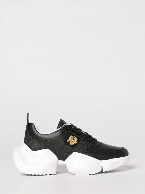 Versace Leather And Lurex Mesh Sneakers