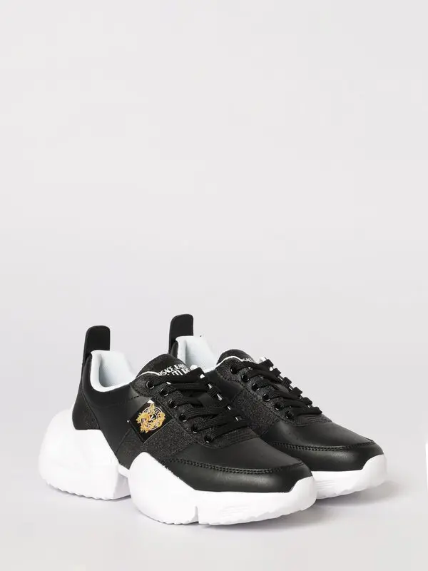 Versace Leather And Lurex Mesh Sneakers