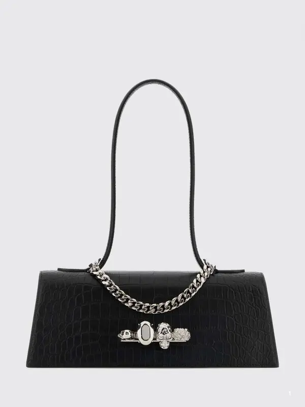Alexander McQueen Jewelled Croc-print Leather Bag