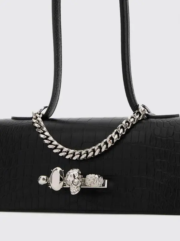 Alexander McQueen Jewelled Croc-print Leather Bag
