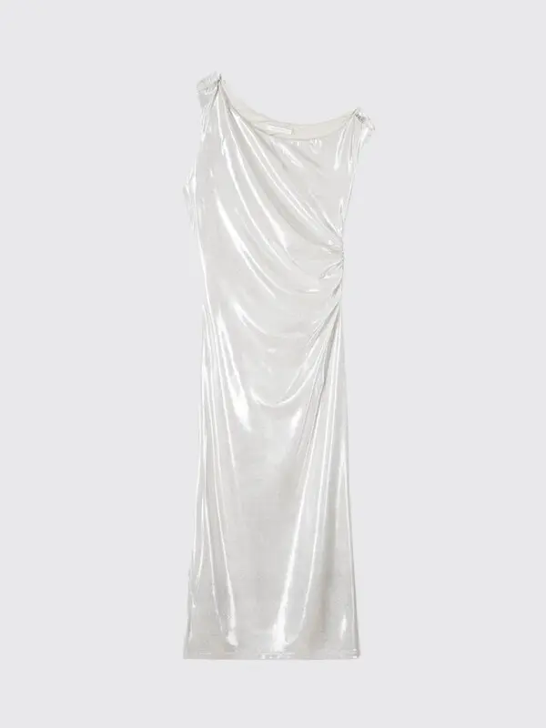Patrizia Pepe Metallic Draped Midi Dress