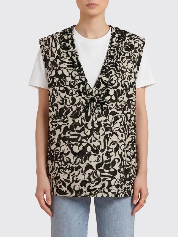 Dries Van Noten Abstract Pattern Crepe Vest