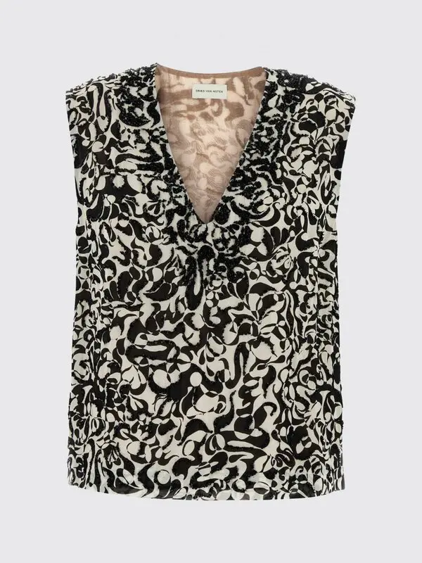 Dries Van Noten Abstract Pattern Crepe Vest